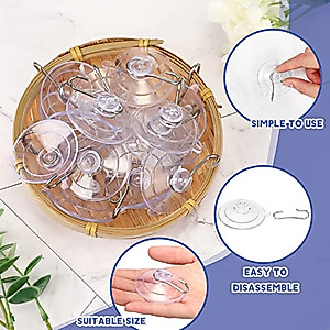 Roowest 60 Pieces Suction Cup Hooks 1.77 Inches 3 lbs Clear PVC Window Suction Cups with Metal Hooks Removable Wall Hooks Hanger for Window Glass Door Kitchen Bathroom Shower Wall Wreaths Tile