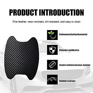 Dewkou 4 PCS Car Door Handle Sticker, Carbon Fiber Door Handle Cover, Leather Car Side Door Handle Sticker, Universal Car Door Handle Protective Film (Black)