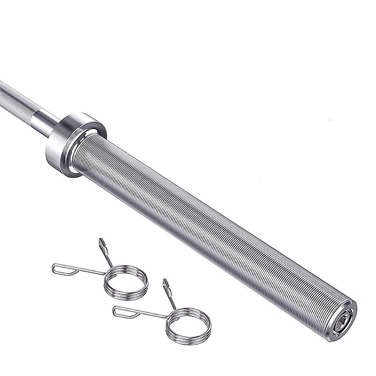 5Ft/6Ft/7Ft Olympic Barbell Weight Set 2 inch Bar Standard Weightlifting Bench Press Bar with 2 Clamps - Straight Bar Strength Training Bar, Barbell Bar Strength Home Gym Fitness Equipment