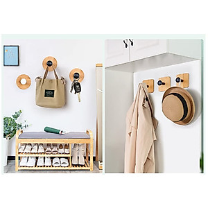 DSWINCE 4pack Decorative Wood Wall Hook Coat Hooks for Hanging Adhesive Waterproof Wall Hook Clothes Bag Key Hanger Hook Bedroom Kitchen Bathroom Door Robe Towel Hooks-White