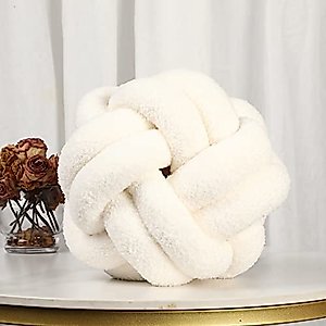 Uvvyui Knot Pillow Ball, Soft Home Decor Round Knotted Pillows, Handmade Transformational Throw Pillows Plush Floor Cushions for Bedroom, Sofa, Couch (Cream, Small-8 Inch)