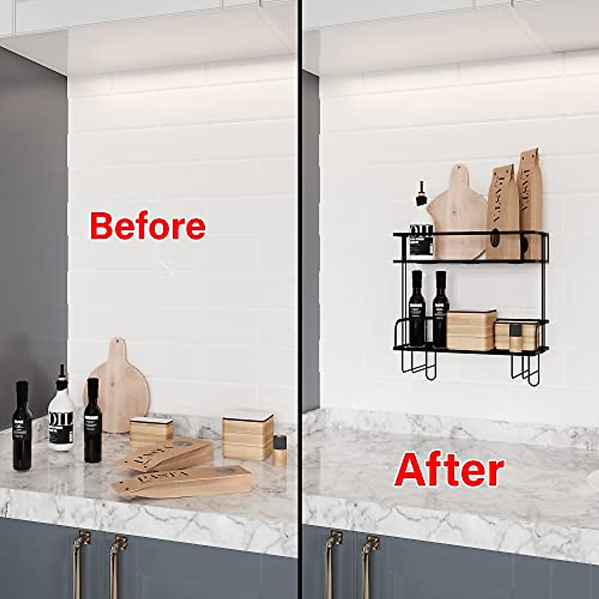 RICH LIVING DECOR Over The Toilet Storage, Over Toilet Bathroom Organizer, Above Toilet Rack, Toilet Stand, Bathroom Shelves Over Toilet, High-Grade Carbon Steel, Easy Assembly, 2-Tier Black