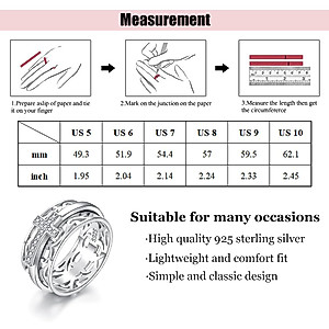Sterling Silver Cross Fidget Ring Fidget Spinning Meditation Rings for Women Anti Anxiety Relieving Stress (9)
