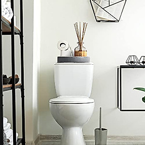 YELLOW LOTUS Toilet Tank Tray - Tray for Bathroom Countertop Organizer, Decorative Toilet Tank Topper Tray, Over The Tank Toilet Paper Holder, Grey Toiler Paper Basket for Back of Toilet, 14 inch