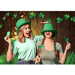 St.Patrick's Day Photography Background Lucky Irish Shamrock Festival Party Banner Wooden Texture Backdrop (7x5FT)