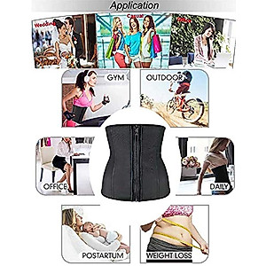 ALINBAIST Waist Trainer Cincher Trimmer Slimming Belt Latex Corset Zipper Body Shaper for Women (XX-Small) Black