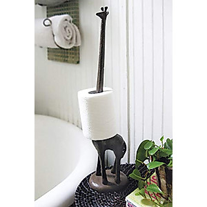Kalalou CXX2053 Standing Cast Iron Giraffe Decorative Paper Towel Holder Stand, One Size, Brown