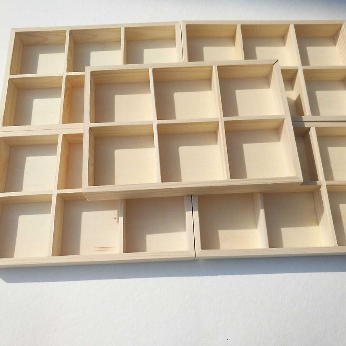 Cabilock 3 pcs Wooden 6-grid Pigment Storage Box Wooden storage box compartment storage six storage