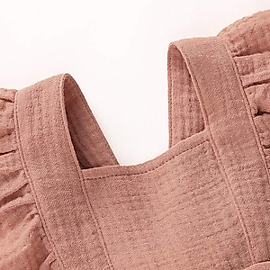 Douhoow Newborn Baby Girls Ruffle Romper Jumpsuit Bodysuit Baby Girl Summer Clothes Outfits (Khaki, 0-3 Months)