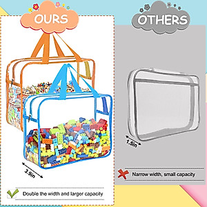 OPELETNNT 6 Packs Large Toy Storage Bags with Labels, Reusable Clear PVC Board Game Storage, Travel Waterproof Organizer Bags with Zipper for Building Blocks, Puzzle, Kids Books（6 Colors）