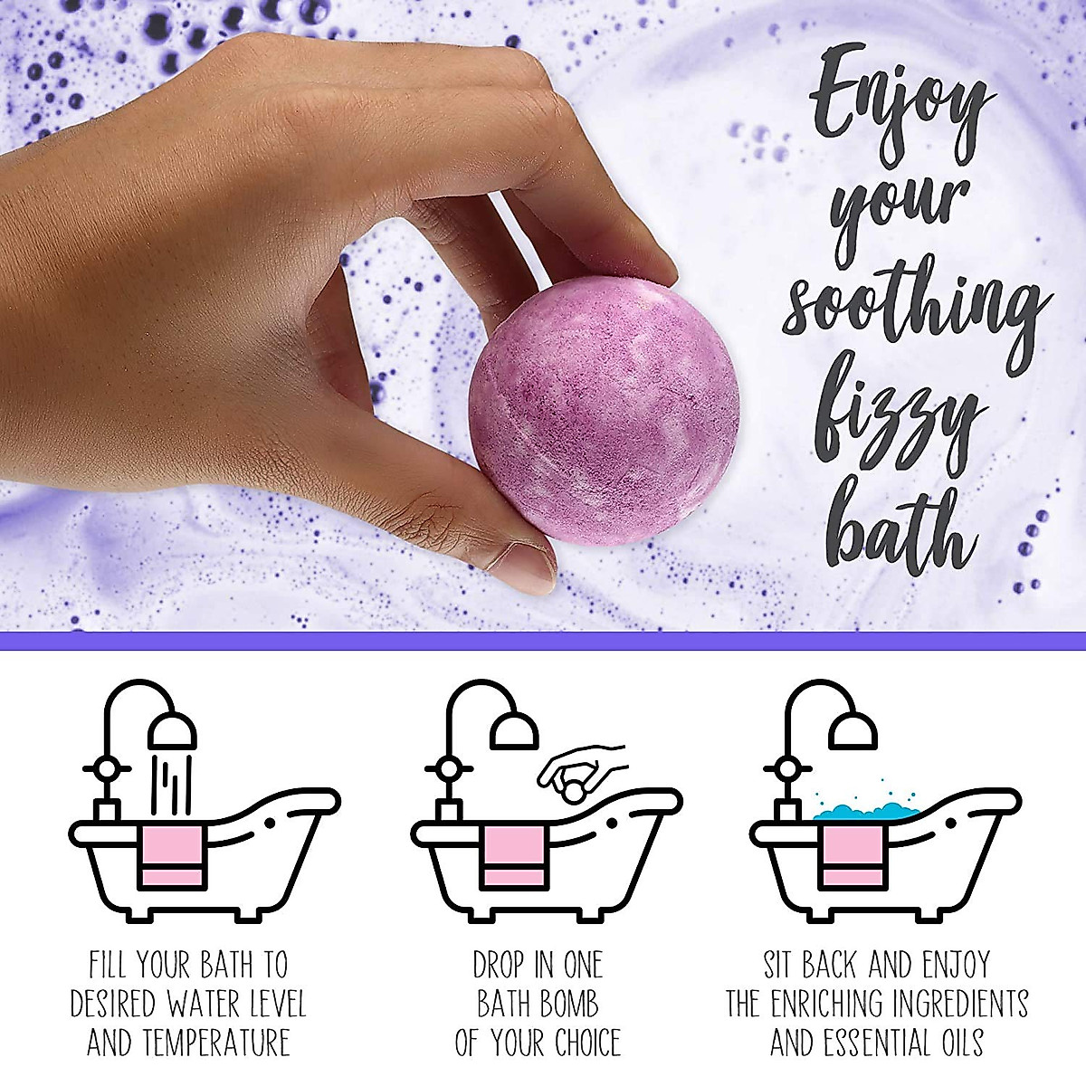 LotFancy Bath Bombs for Women, 12PCS Natural Bath Bombs Gift Set, Fizzy Spa Handmade Bubble Bath Bombs Bulk for Girls Kids Men, Rich in Essential Oil, Shea Butter, Christmas Valentines Gift