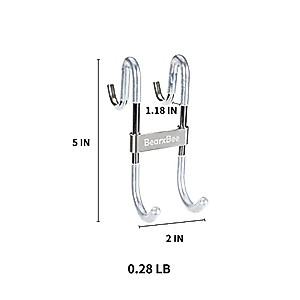 BearxBee Bathroom Glass Shower Door Hooks Aluminum Hanger Hooks with Silicone Case Prevent Scaratches,Steel Color Hooks(2-Packs) for Hanging Towels,Bathrobes