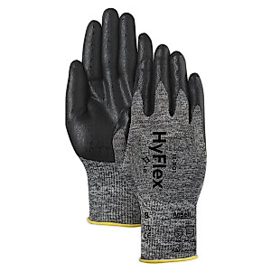Ansell 118016 HyFlex 11-801 Grey and Black Nitrile Coated Machine Knit Gloves, 8.5" Length, 4.5" Width, 0.38" Height, Size 6, Gray (Pack of 12)
