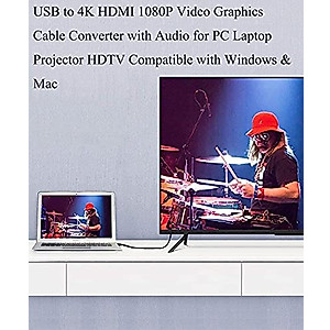 ANKKY USB to HDMI Adapter Cable for Mac iOS Windows 10/8/7/Vista/XP, USB 3.0 to HDMI Male HD 1080P Monitor Display Audio Video Converter Cable Cord - 2M