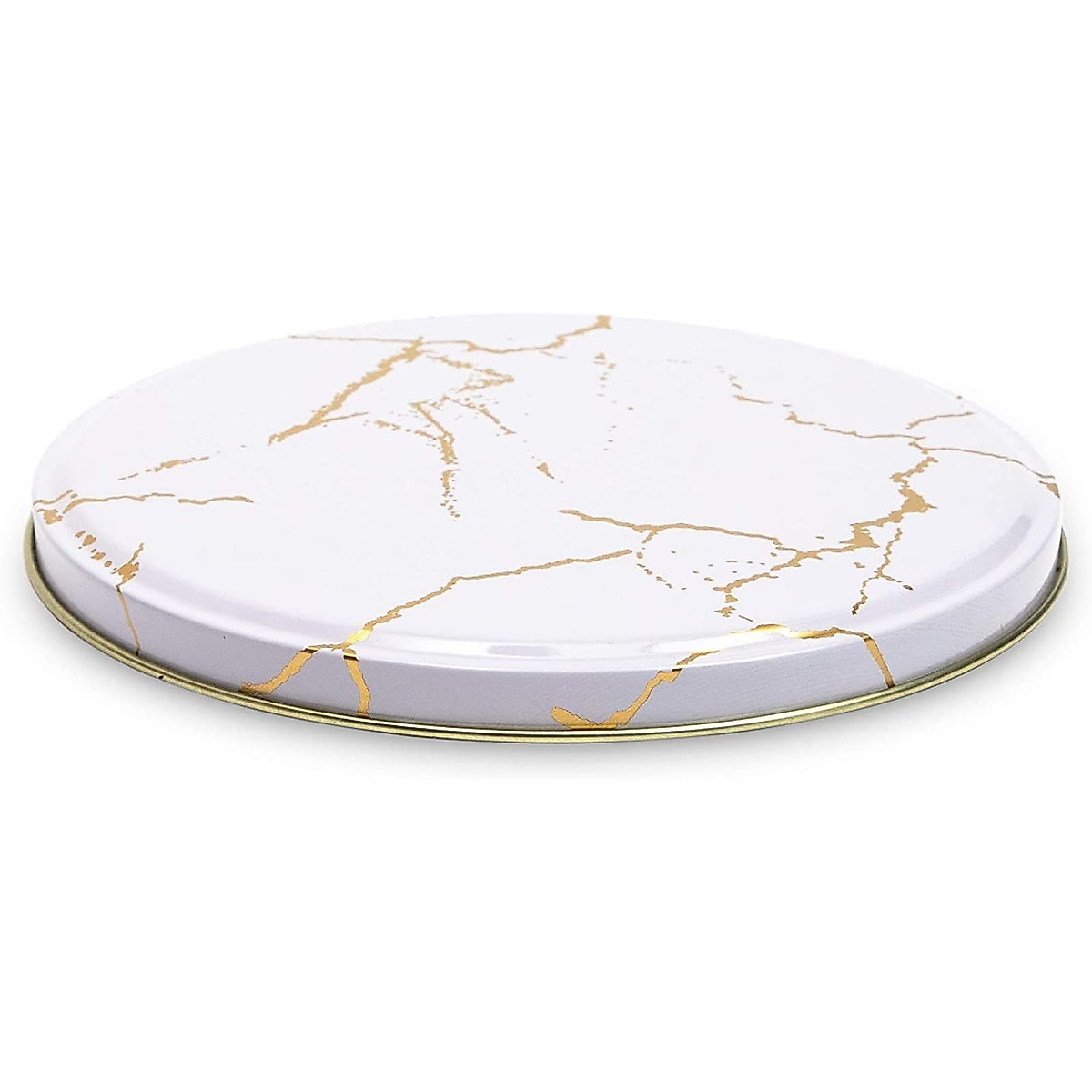 Juvale Nesting Tins Set, White Marble Canisters with Lids, Gold Print (3 Sizes)