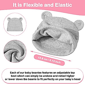 4 Sets Newborn Baby Hat and Mittens Toddler Beanie Cap Non Slip Socks for 0-6 Months (White, Gray, Pink, Purple)