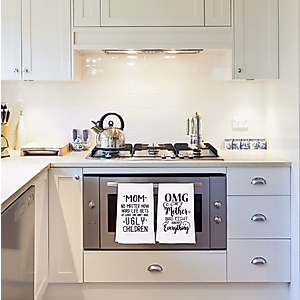 Vastsea Christmas Gifts for Mom-Funny Sack Flour Towels for Mom Gifts for Christmas from Daughter Son, Mothers Day Birthday Gifts Valentines Day Gifts for Mom,Great Mother Gifts,Pack of 4