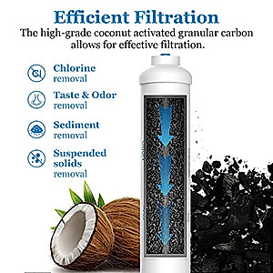 Vegebe Inline Water Filter for Ice Maker, Refrigerator, Under-Sink Reverse Osmosis Water System, Post Activated Carbon Water Filter Replacement Cartridge with 1/4-Inch Quick-Connect (Pack of 2)
