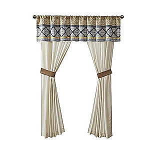 Madison Park Essentials Windsor 24-Piece Room in A Bag Comforter Set-Satin Jacquard All Season Luxury Bedding, Sheets, Decorative Pillows and Curtains, Valance, Queen (90 in x 90 in), Black/Gold