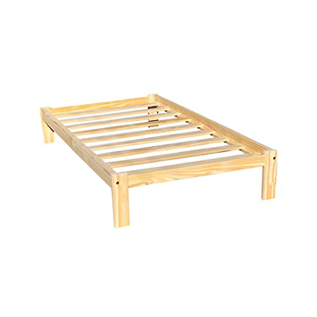 Alaska Wooden Platform Bed Solid Pine Wood Full XL Size Bed Unfinished with Wooden Slats Mattress Support/No Box Spring Needed/Suitable for Adults