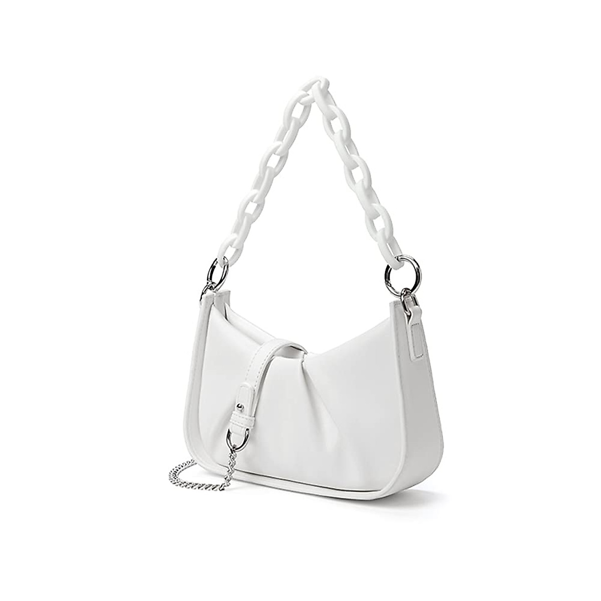 Gxamz Womens Shoulder Cloud Bag with Chain Dumpling Purse Clutch Handbag Small Leather Bags (white)