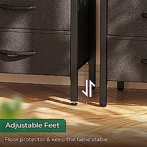 Huuger Nightstand with Charging Station, 27.6 Inch Side Table with Fabric Drawers, End Table Bedside Table with USB Ports and Outlets, Night Stand for Bedroom, Rustic Brown