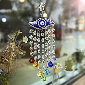 Evil Eye Decor Sun Catchers with Crystals Window Garden Hanging Elephant Suncatcher Prism Rainbow Maker Pendant