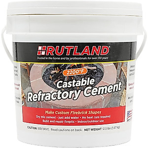 Rutland Castable Refractory Cement, High Temp Fireplace & Woodstove Fire Cement, Taupe, 12.5 Pound