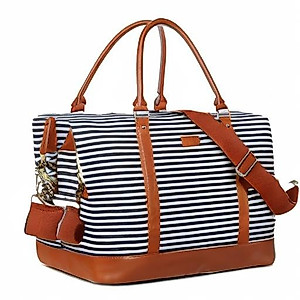 BAOSHA HB-28 Ladies Women Canvas Travel Weekender Bag Overnight Carry-on Duffel Tote Bag (Blue)