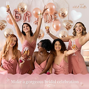 VIDAL CRAFTS Rose Gold Bridal Shower Decorations- Bachelorette Party Decorations Kit, Bride to Be Decorations - Including BRIDE Balloons, Banners, Paper Fans, Confetti Balloons