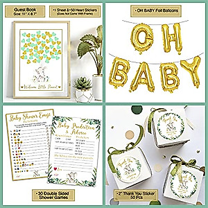 252 PC Elephant Theme Baby Shower Decorations for Boy or Girl Kit -Gender Neutral Welcome Baby Banners Garland Guestbook Sash Balloons Cake Topper Paper Decor Napkins Straws Games & Thank You Stickers