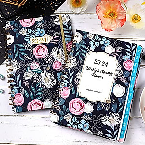 Planner 2023-2024 - Academic Planner/Calendar 2023-2024 from Jul.2023 - Jun.2024, 2023-2024 Planner Weekly and Monthly with Tabs, 6.3" x 8.4", Hardcover + Back Pocket + Twin-Wire Binding, Daily Organizer - Petunia