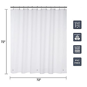 Titanker White Shower Curtain Liner 72 x 72 Plastic Shower Liner Washable Inside Shower Curtain Liner PEVA Shower Curtains for Bathroom with Magnets and Rustproof Metal Grommet Holes
