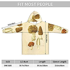 Vintage Mushrooms Drawings Wearable Blanket Shirt Printed Pullover Super Dalian Hoodie Tv Blanket With Sleeves And Pockets