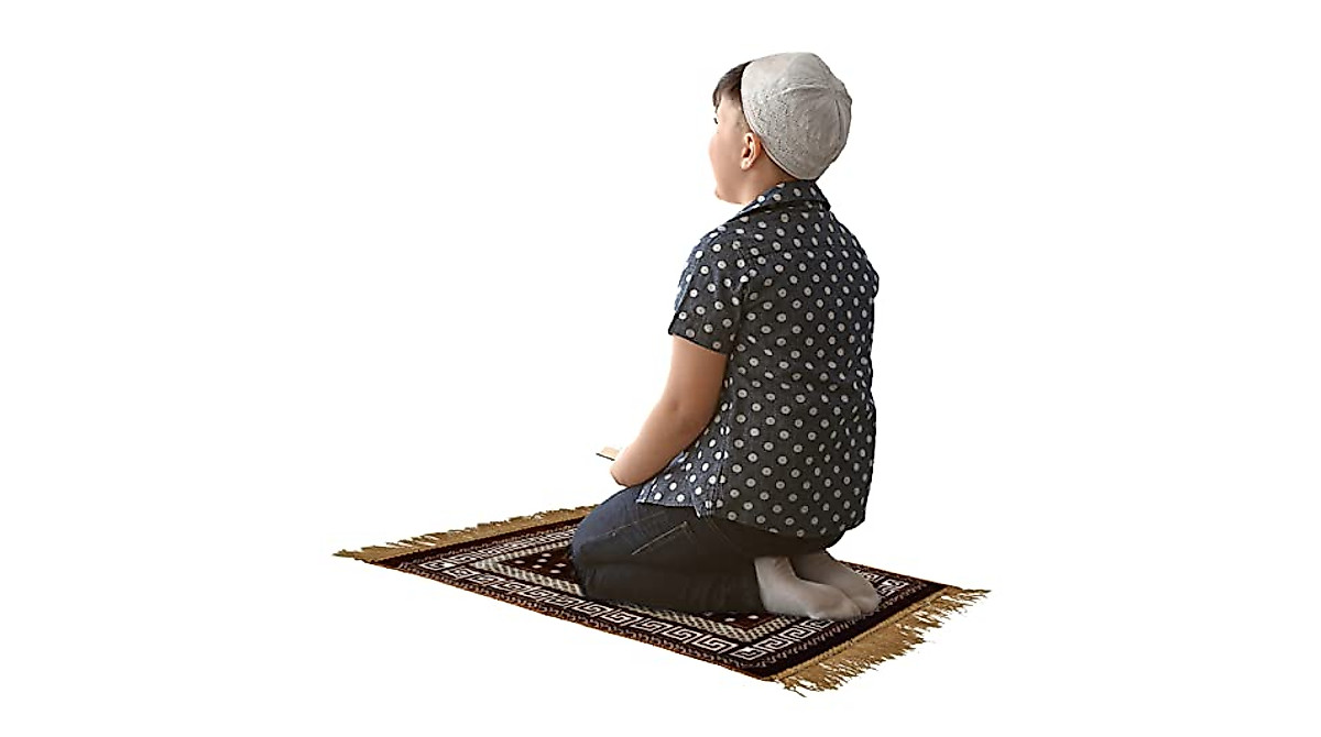 Childrens Islamic Prayer Rug - Light Brown Mini Sajjadah for Kids