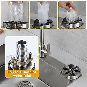 Icelily Glass Rinser for Kitchen Sink, Bottle Washer, Bar Glass Washer, Cup Cleaner Rinser, Faucet Glass Rinser, Kitchen Sink Accessories, Stainless Steel Brushed Nickel