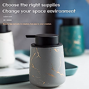 Beuway 12Oz Foam Hand Soap Dispenser,Ceramic Lotion Hand Soap Dispenser Countertop Foaming Soap Dispenser for Kitchen or Bathroom (Marbling green)