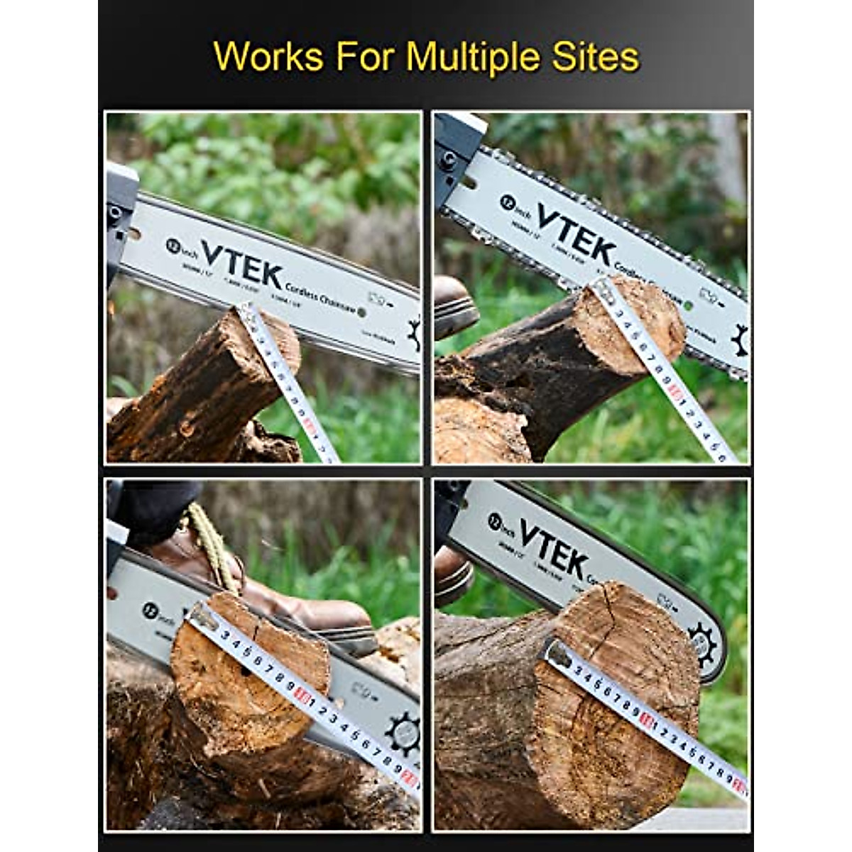 VTEK Chainsaw Cordless Brushless Chain Saw 12-inch Power Chainsaw Handheld Electric Chainsaws for Wood Cutting Tree Trimming.