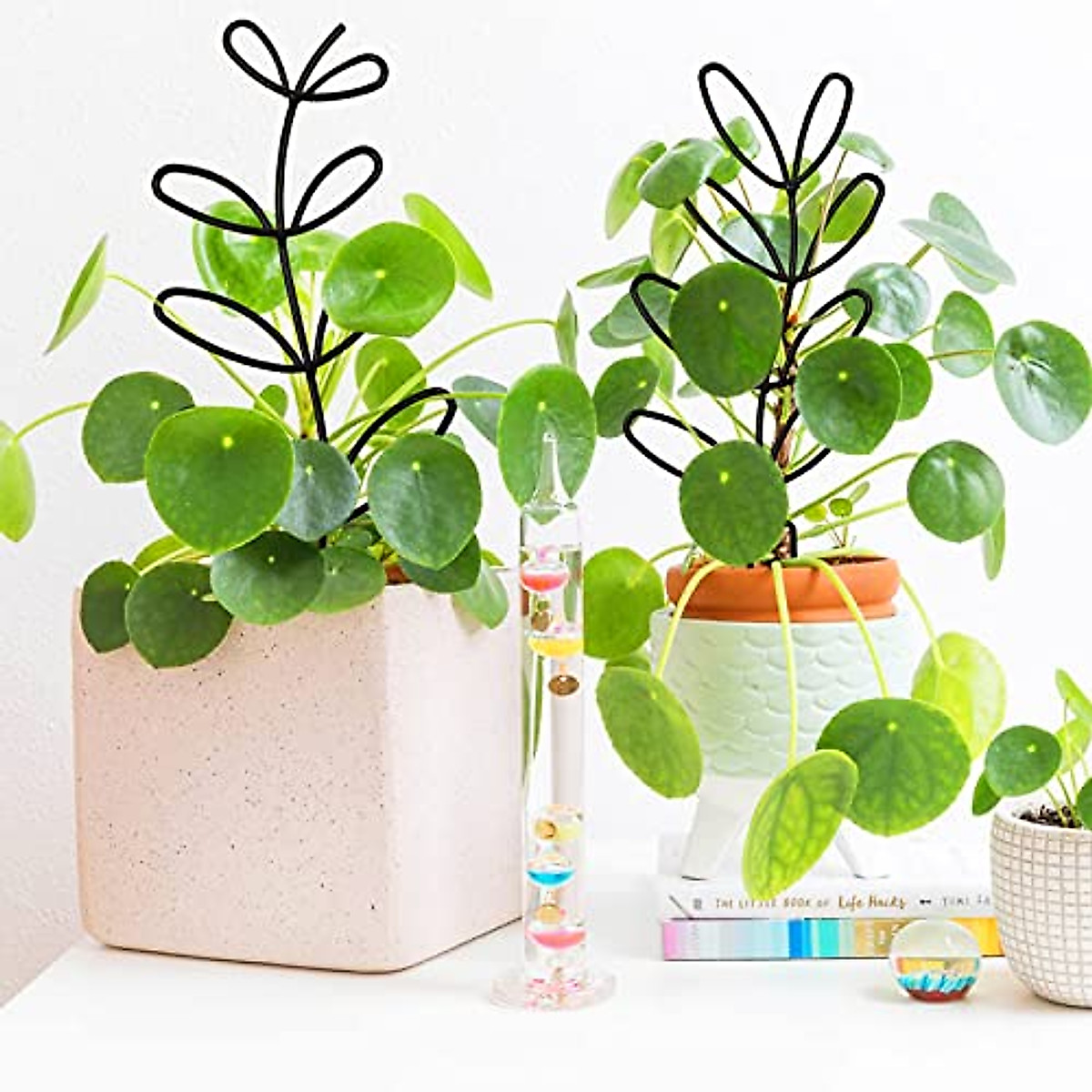 Garden Trellis for Climbing Plant Iron Pot Trellis Leaf Shape 2 Packs 12’’ Black Coated Wire Indoor Houseplant Home Plant Tool Plant Lover Gifts Ideas