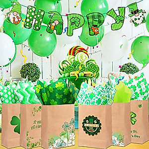 SANNIX 100 Sheets St. Patrick's Day Tissue Paper Irish Shamrock Clover Green Bulk Gift Wrapping Paper for St. Patrick's DIY Crafts Spring Holiday Decoration Gift Packing Favors, 19.7 ×13.8 Inch