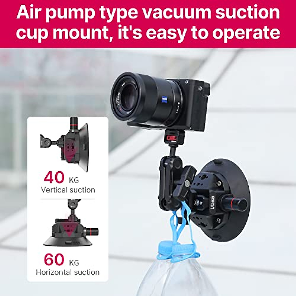 ULANZI SC-02 Suction Mount Magic Arm Bracket for DSLR Cameras for GoPro Action Camera Video Shooting