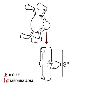 RAM Mounts RAP-HOL-UN7B-201U X-Grip Phone Holder with Composite Double Socket Arm(Medium) Compatible with RAM B Size 1" Ball Components