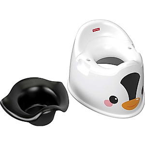 Fisher-Price Toddler Toilet Penguin Potty Training Seat, Portable Chair with Handles for Kids and Removable Bowl