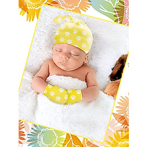 Newborn Baby Hats Mittens Set Blank Sublimation Infant Baby Hats White Newborn Beanie Soft Mittens for 0-12 Months (15)