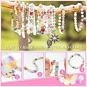 TOAOB 250pcs Glass Beads for Jewelry Making 10 Colors 8mm Round Crystal Beads Gradient Gemstone Beads Bracelet Making Kit for Necklace Jewelry Making and DIY Crafts