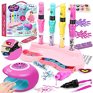 Kids Nail Polish Set for Girls - Nail Art Kit for kids Ages 7-12 - Girls Toys 8-10 - Non Toxic Nail Polish, Girls stuff for Spa,Manicure,Birthday Gifts Toys for Girls Age 6 7 8 9 10 12 Years