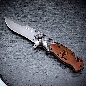 Gifts for Men, Personalized Pocket Knife w Name or Text, 20 Optional Icons, 14 Elegant Font, Custom Pocket Knife - Gifts for Husband from Wife, Daughter, Son, Customized Pocket Knives