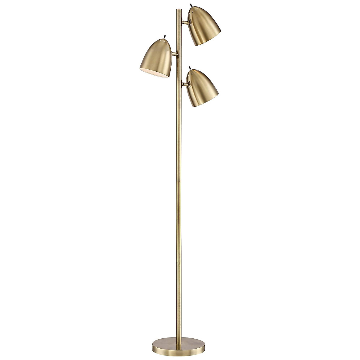 360 Lighting Aaron Mid Century Modern Tree Floor Lamp 64" Tall Aged Brass Gold Metal Adjustable Swivel 3-Light Dome Shade Decor for Living Room Reading House Bedroom Home Office House
