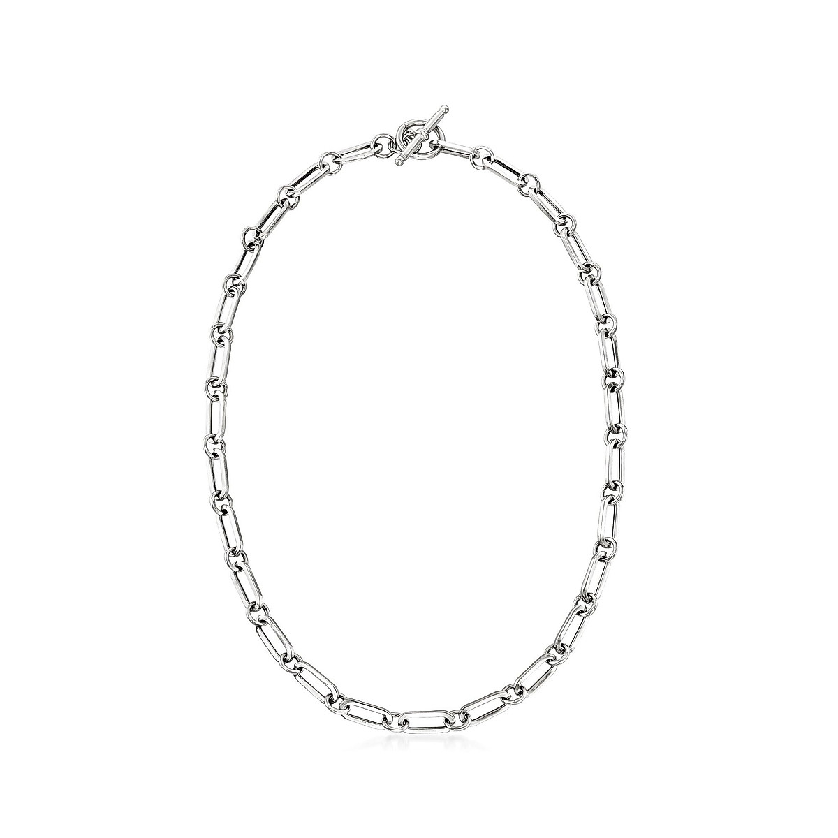 Ross-Simons Italian Sterling Silver Paper Clip Link Toggle Necklace. 16 inches
