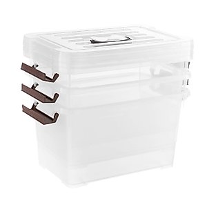 YYXB 4 Pack-Plastic Storage Bins with Lids and Handle, Clear Plastic Latching Box for Storage, Stackable Storage Containers for Organizing, Multi-Purpose, 6 Quart
